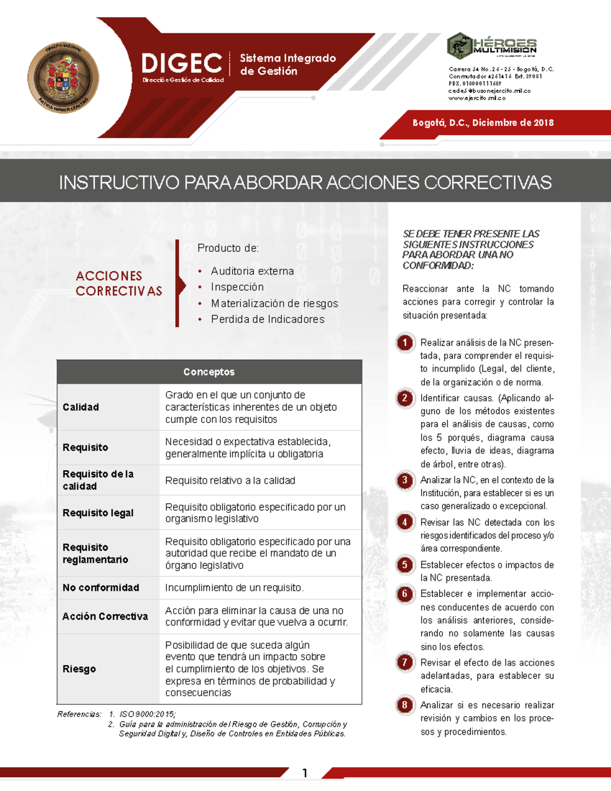 Instructivo para acciones correctivas - Carrera 54 No. 26 - 25 - Bogotá ...