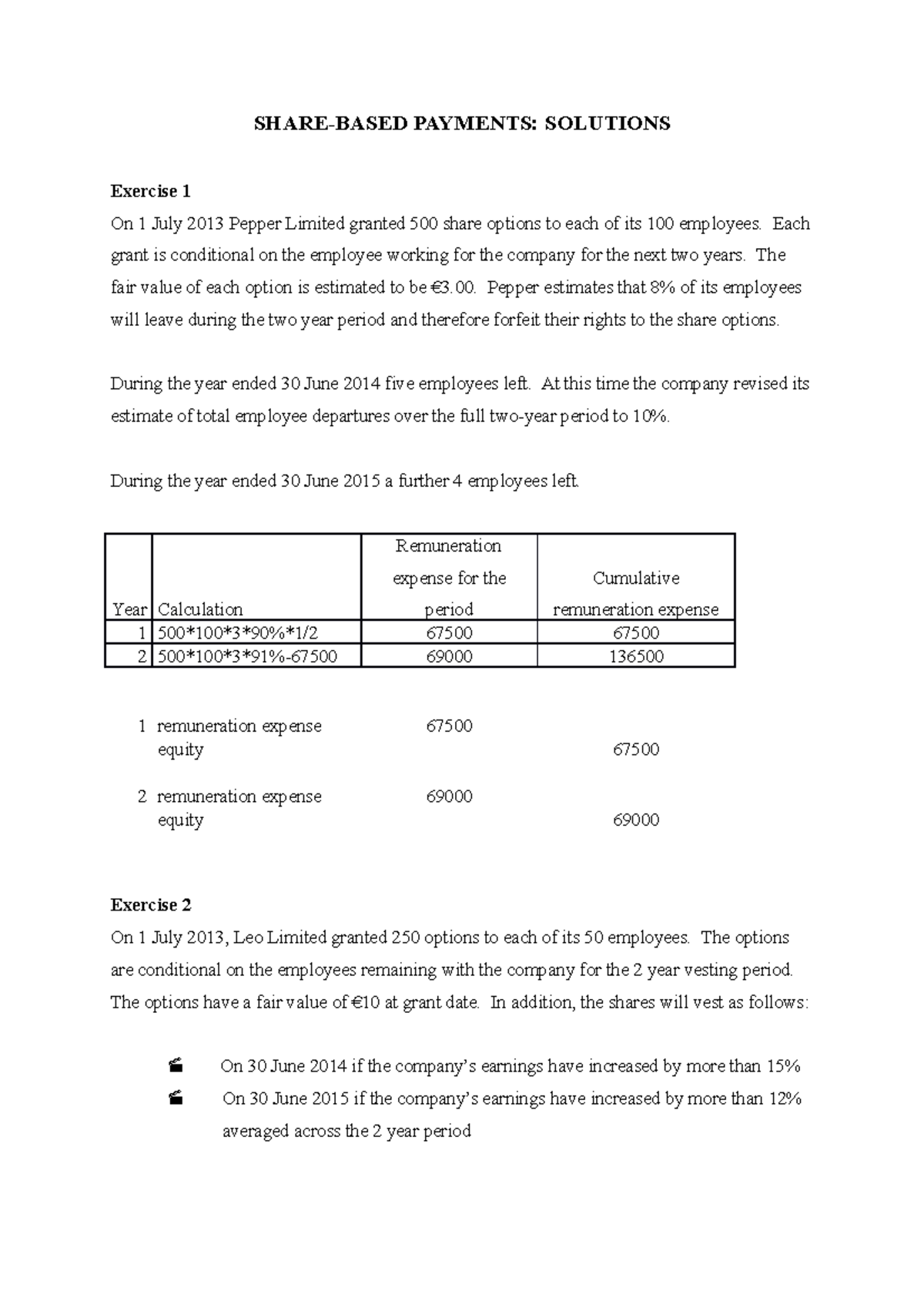 IFRS - solutions share-based payments - SHARE-BASED PAYMENTS: SOLUTIONS ...