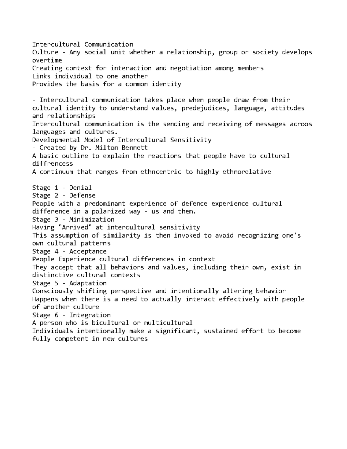 Intercultural - Developmental Model of Intercultural Sensitivity ...