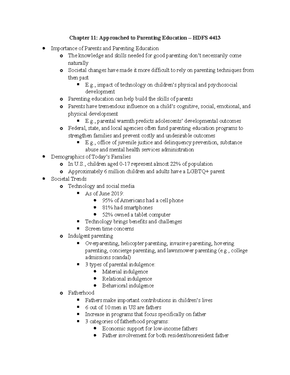 Chapter 11 Approached to Parenting Education – HDFS 4413 - Chapter 11 ...