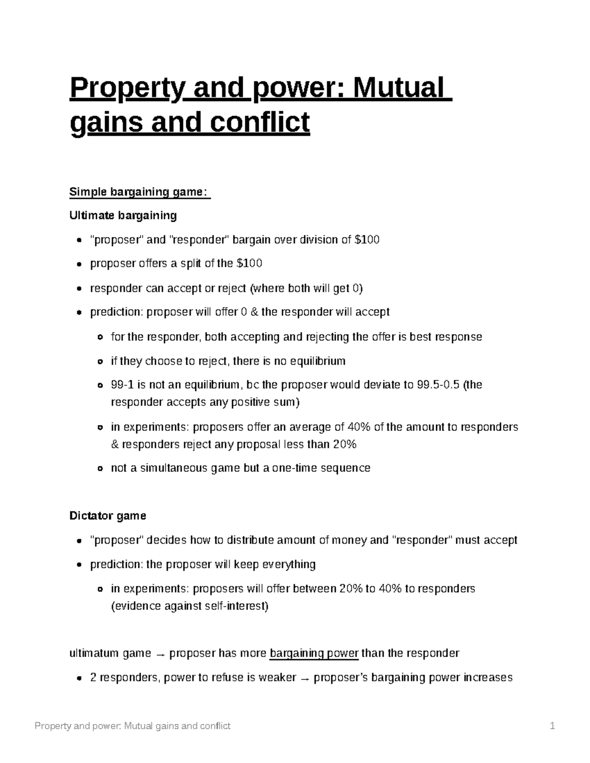 Property and power Mutual gains and conflict - Property and power ...