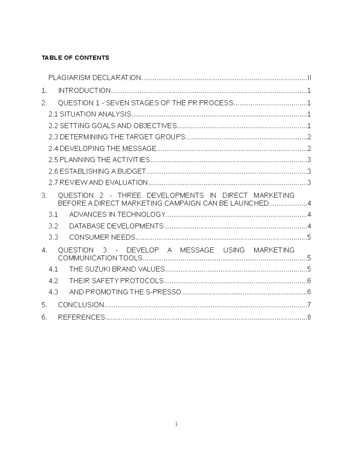MNM2611 Assignment 4 template - TABLE OF CONTENTS - Studocu