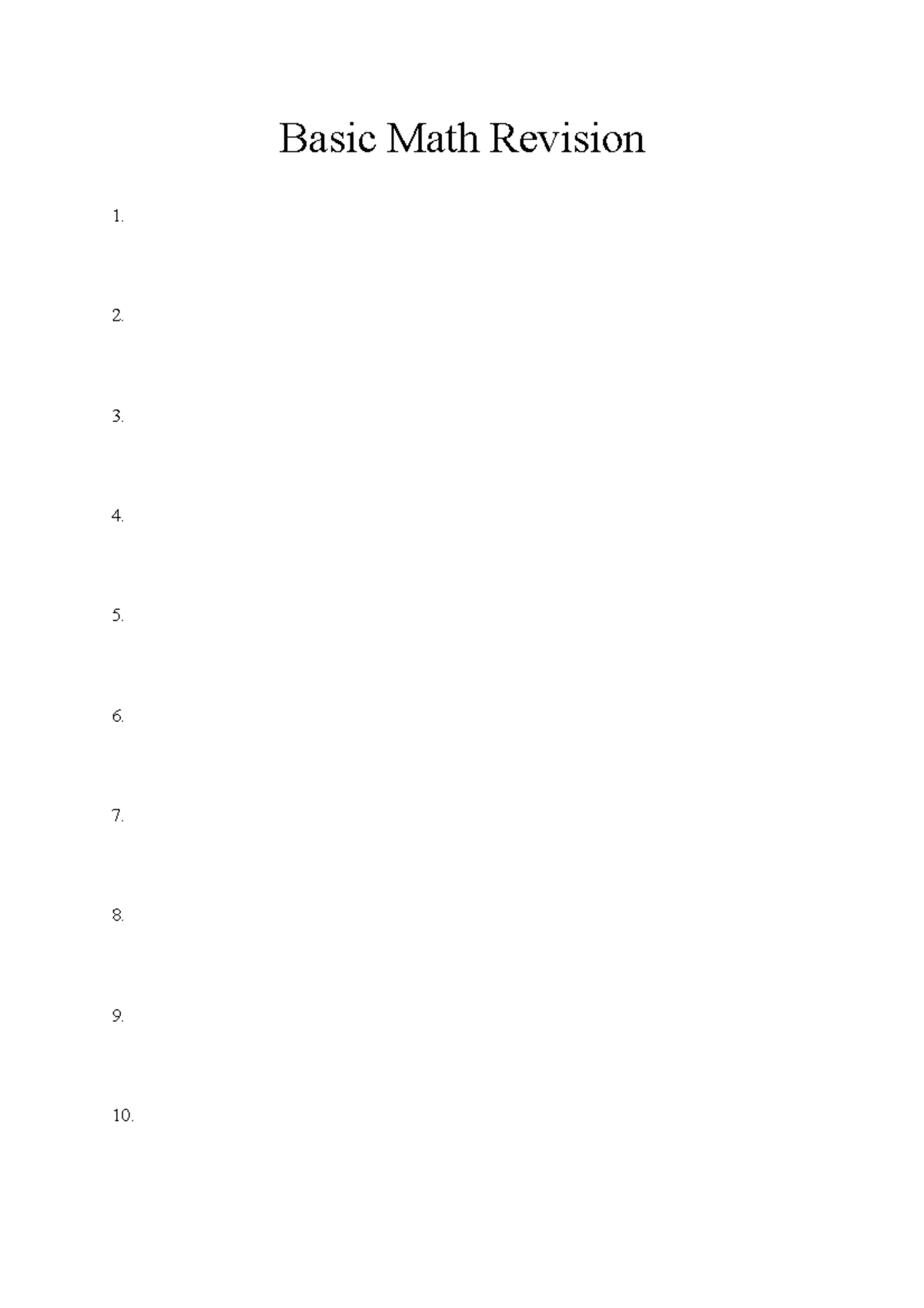 Basic Math Revision - .yes for exams. - Basic Math Revision 1. 2. 3. 4 ...