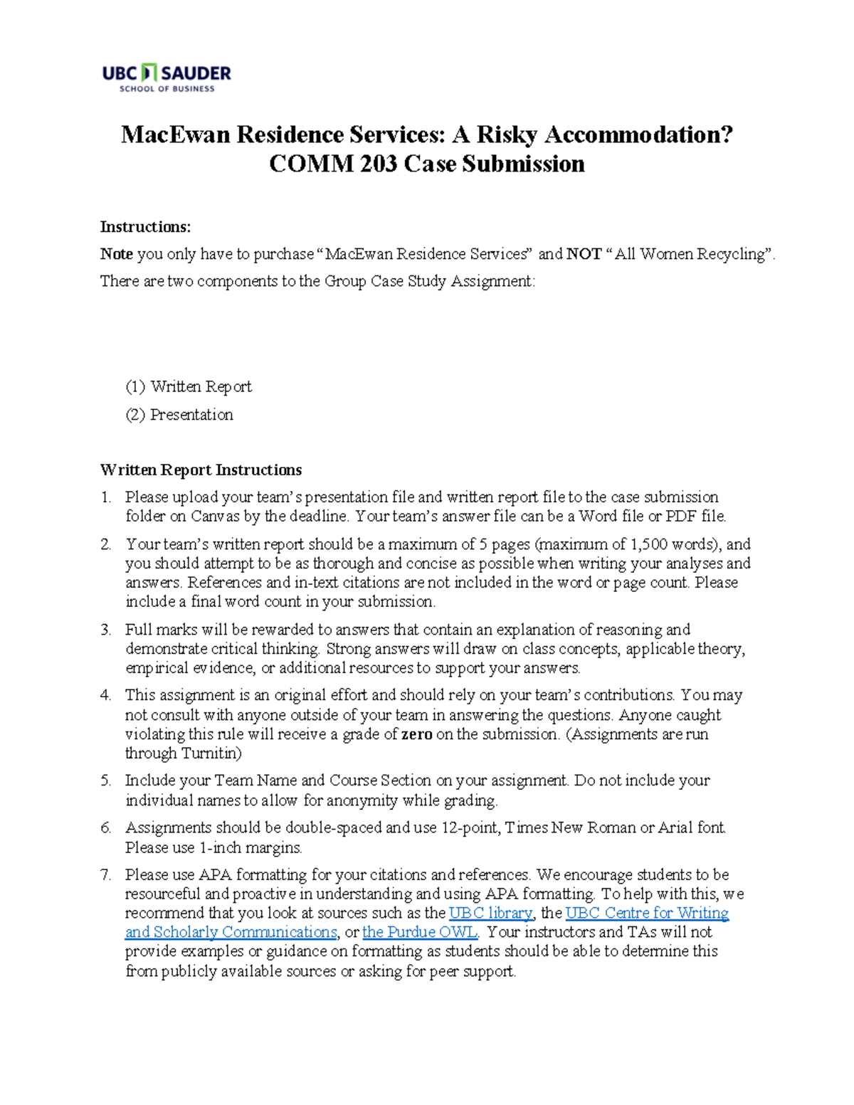 Team B Mac Ewan Residence Services Case Assignment 2022 - MacEwan ...