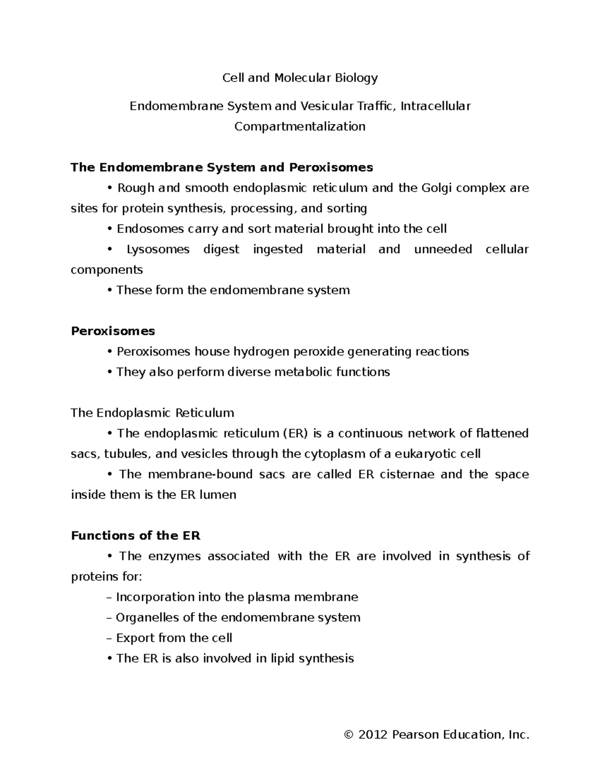 Endomembrane System - Endoplasmic Reticulum - Cell and Molecular ...