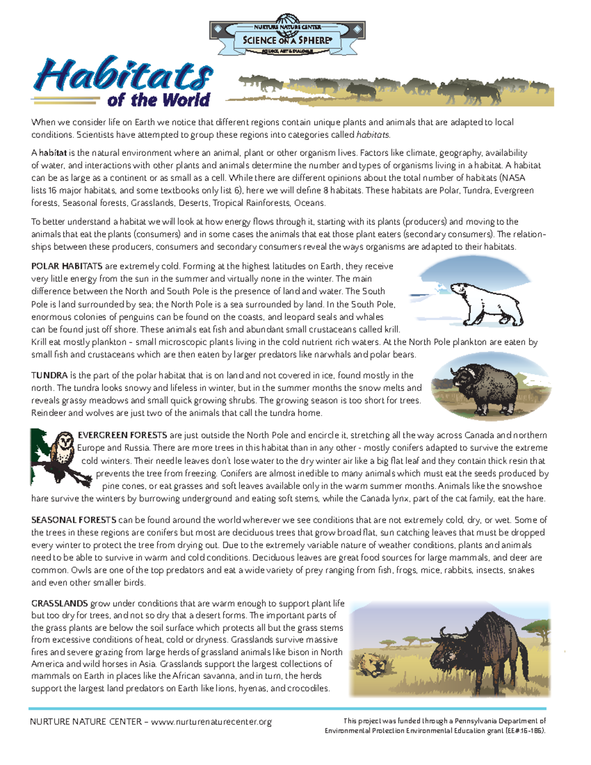 Habitats of the World worksheet - NURTURE NATURE CENTER ...