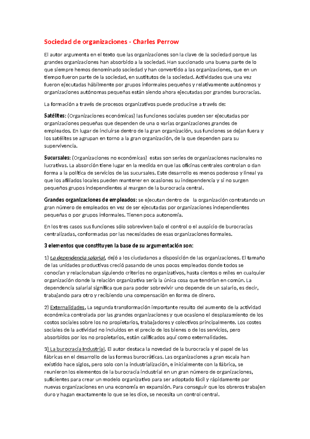 Sociología del Trabajo 1°Parcial - Sociedad de organizaciones - Charles ...