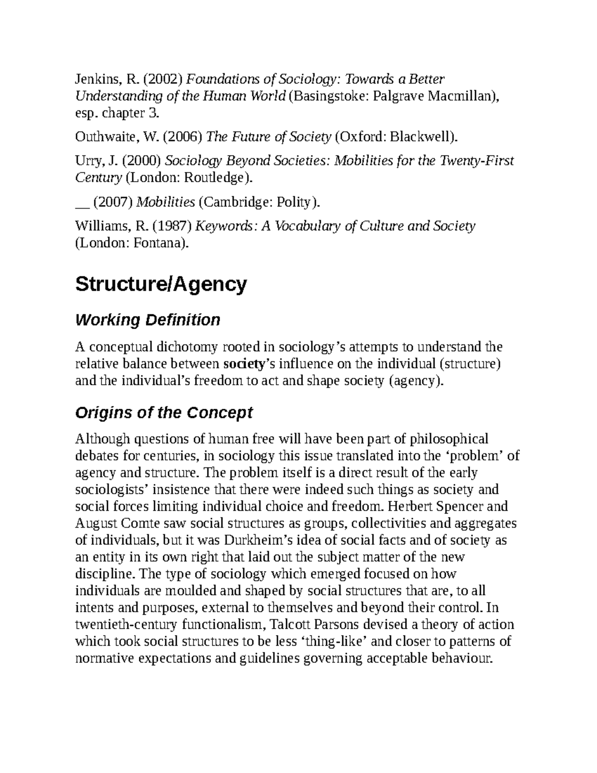 Essential Concepts in Sociology Chapter 8 - Jenkins, R. (2002) Foundations of Sociology: Towards ...