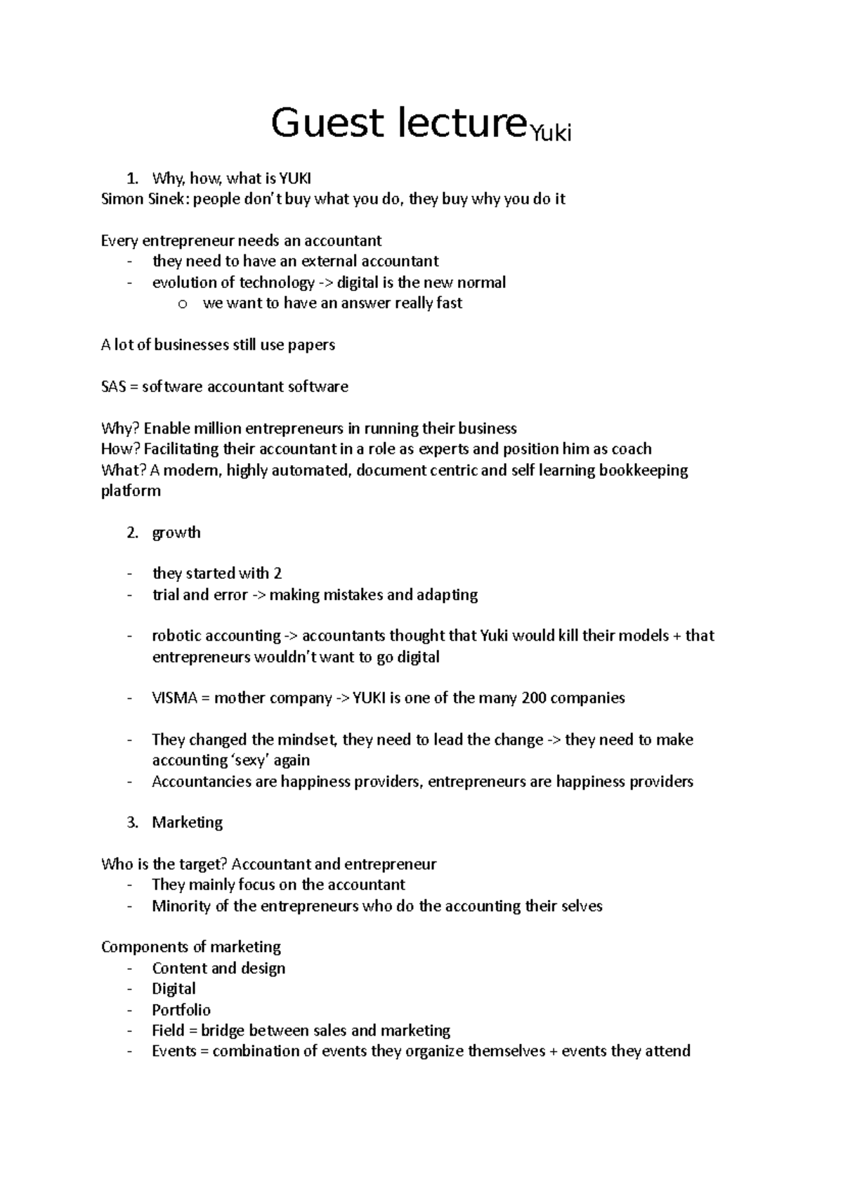 Guest lecture Marketing - Guest lectureYuki Why, how, what is YUKI ...