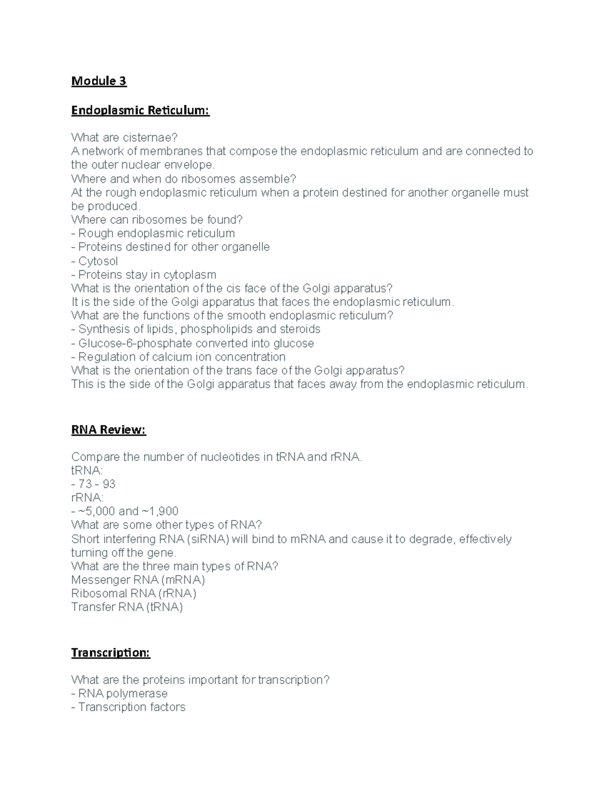 PHGY module 3 complete - Lecture notes 3 - Module 3 Endoplasmic ...