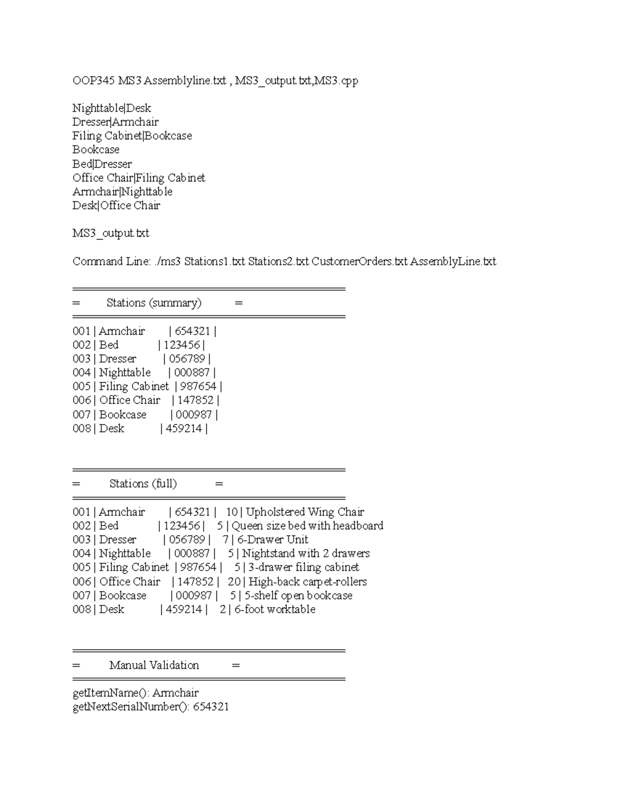 OOP345 MS3 Assemblyline.txt , MS3 output.txt,MS3.cpp - OOP345 MS3 Assemblyline , MS3_output,MS3 ...