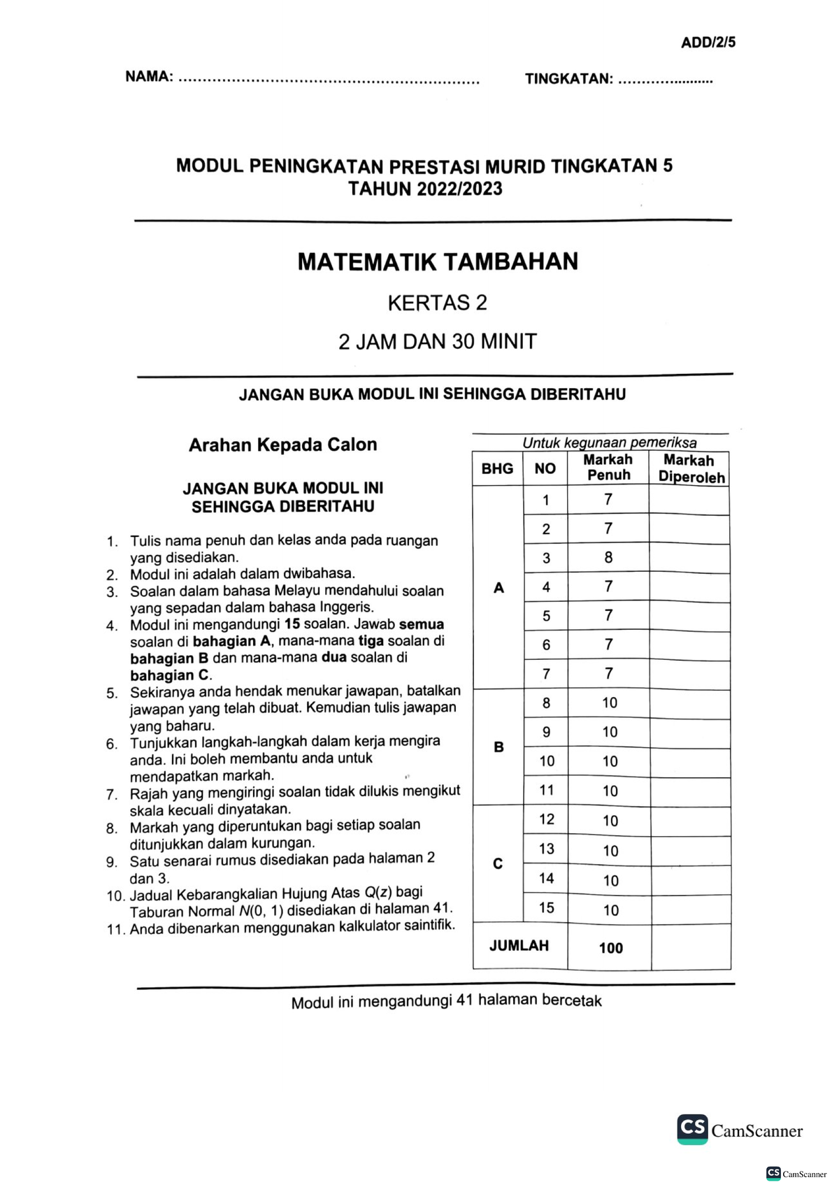 2022 Kedah Add Maths K2 - Business Mathematics I - Studocu