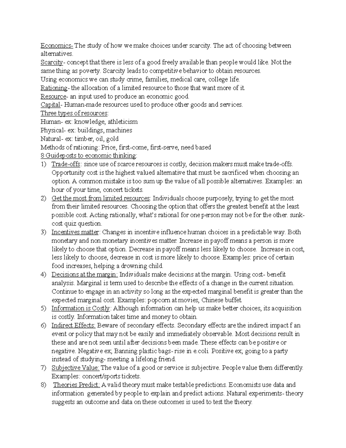 ECO 2013 fsu Macro chp.1 notes - Economics- The study of how we make ...