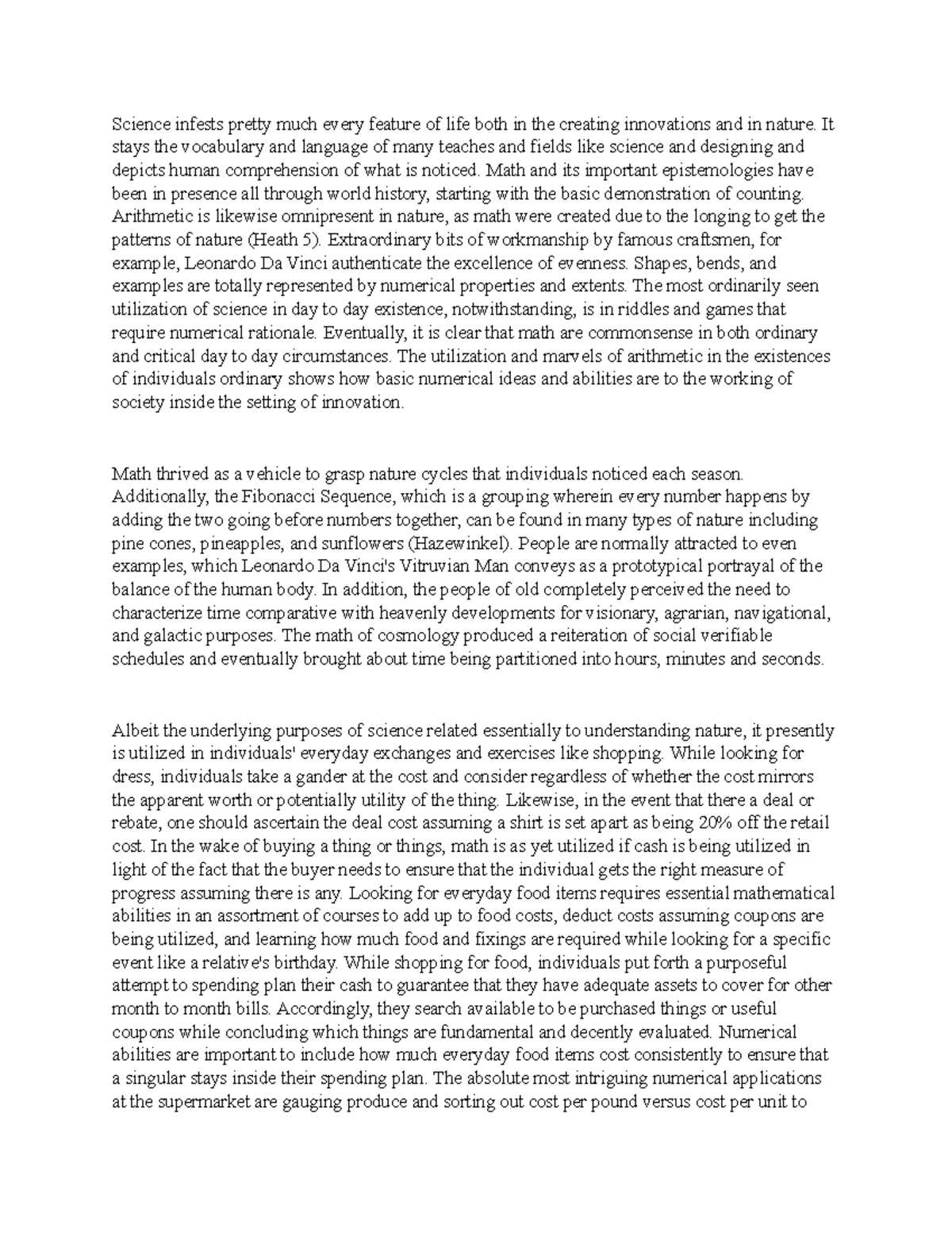 Research Paper - Math in Everyday Life - Science infests pretty much ...