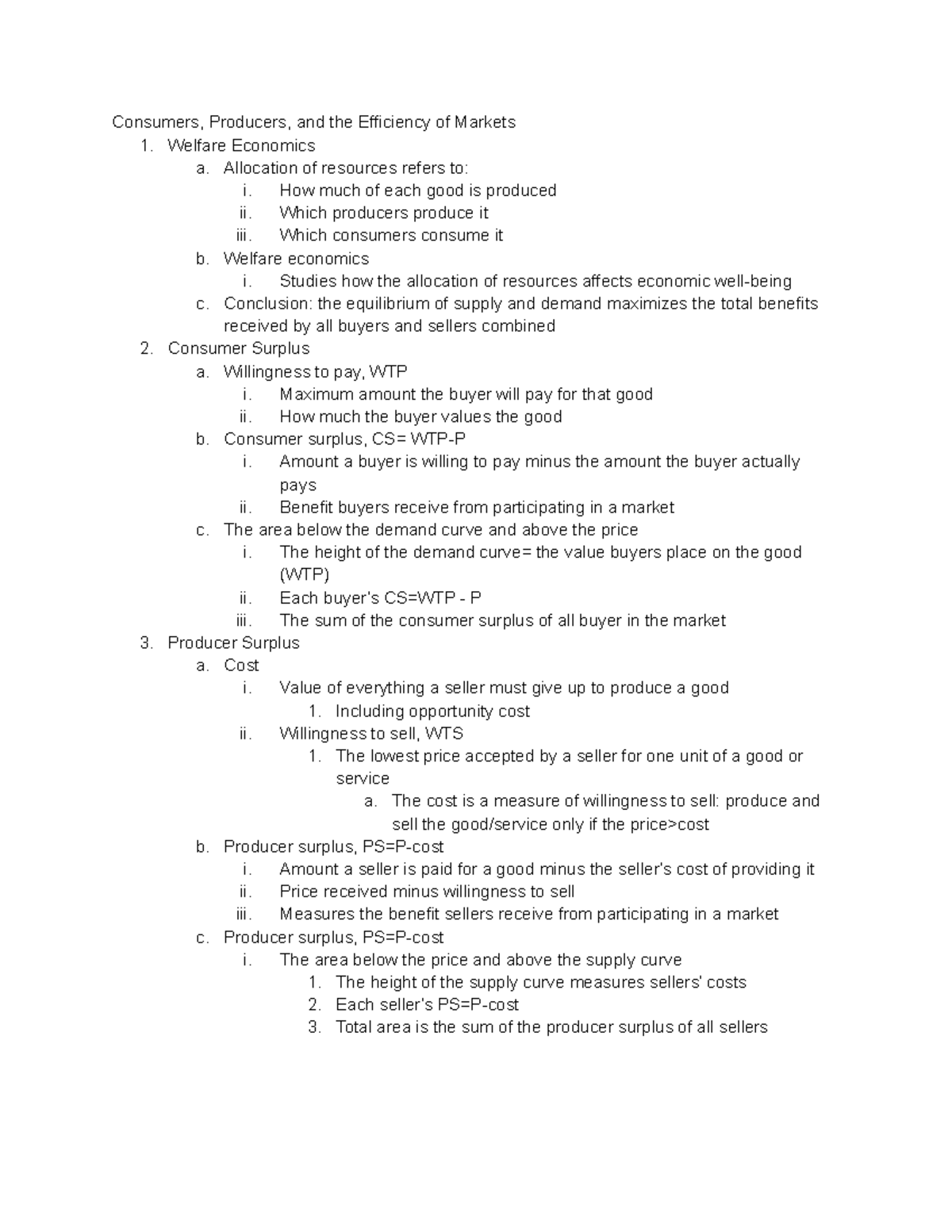Econ Chapter 7 part 1 - Consumers, Producers, and the Efficiency of ...