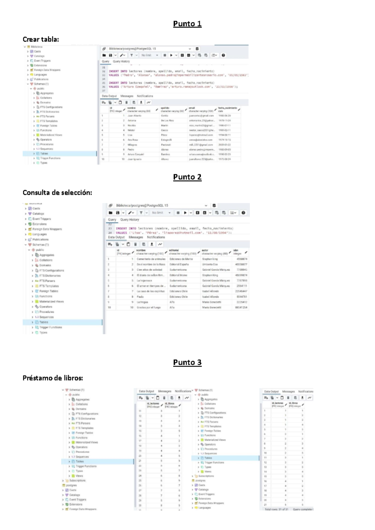 Api3bd - Crear tabla e insertar datos - Base de Datos - Punto 1 Crear ...