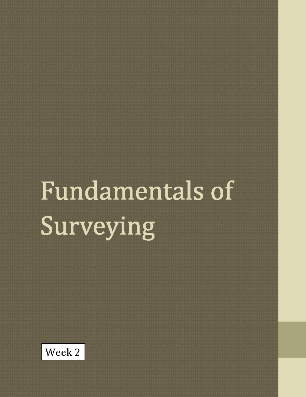 Fundamentals of Surveying week2 - Week Fundamentals of Surveying 1 Area ...