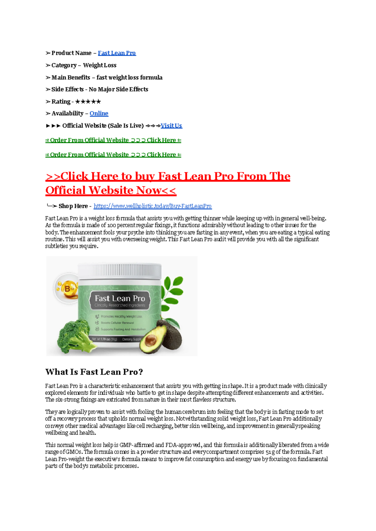 What is Fast Lean Pro - Fast Lean Pro is a cutting-edge dietary ...