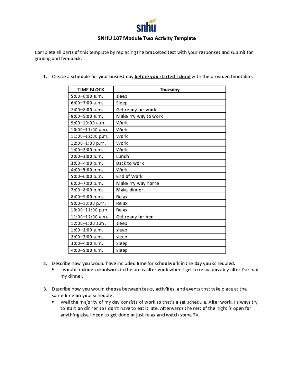 SNHU 107 Module Two Activity Template - SNHU 107 Module Two Activity ...