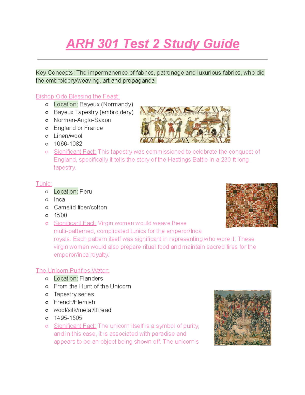 ARH 301 Test 2 Study Guide - ARH 301 Test 2 Study Guide Key Concepts ...