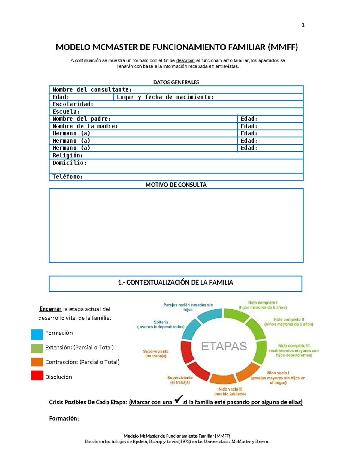 Modelo Mcmaster DE Funcionamiento Famili - MODELO MCMASTER DE FUNCIONAMIENTO FAMILIAR (MMFF ...