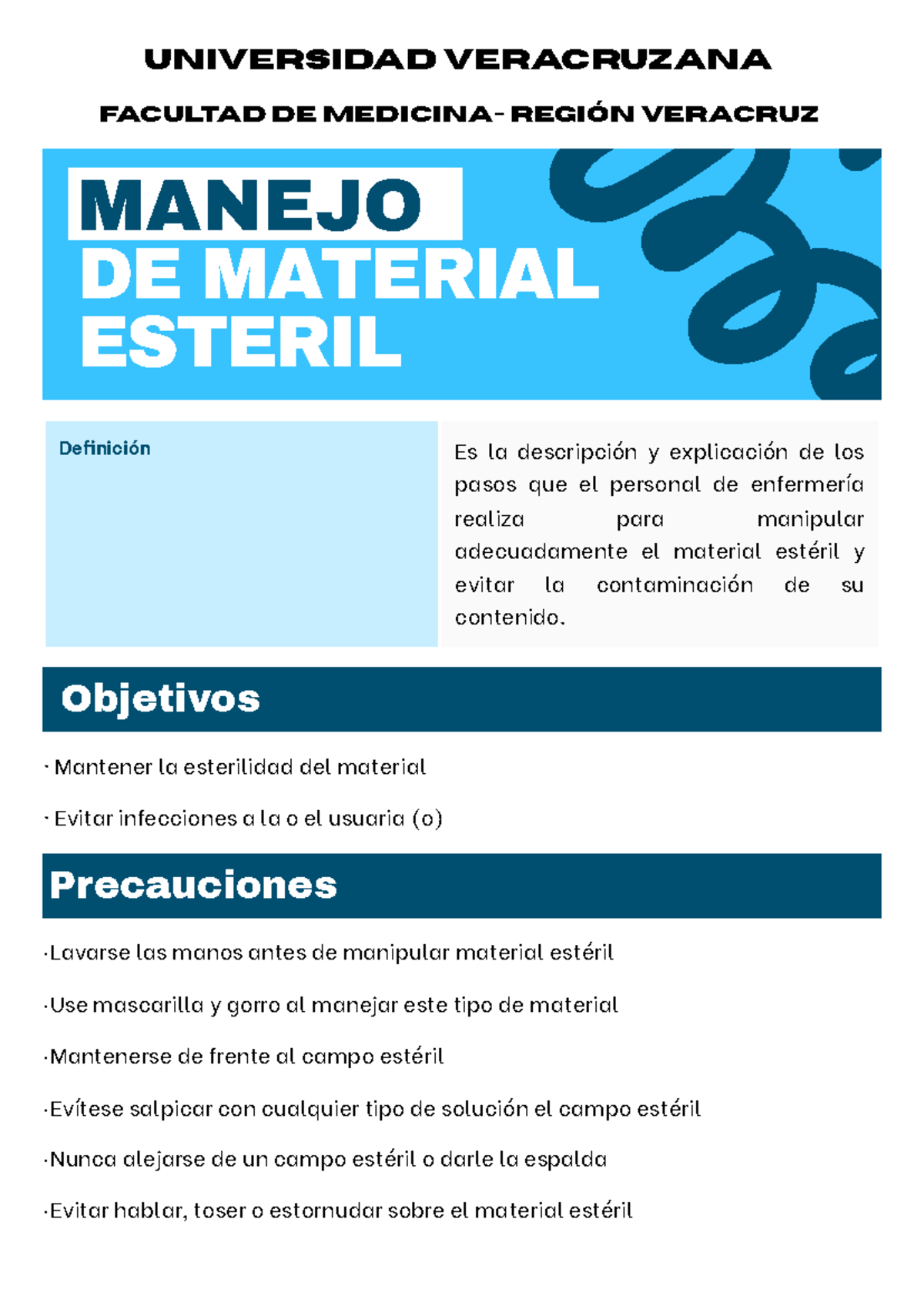 17 Manejo DE Material Esteril - UNIVERSIDAD VERACRUZANA FACULTAD DE ...