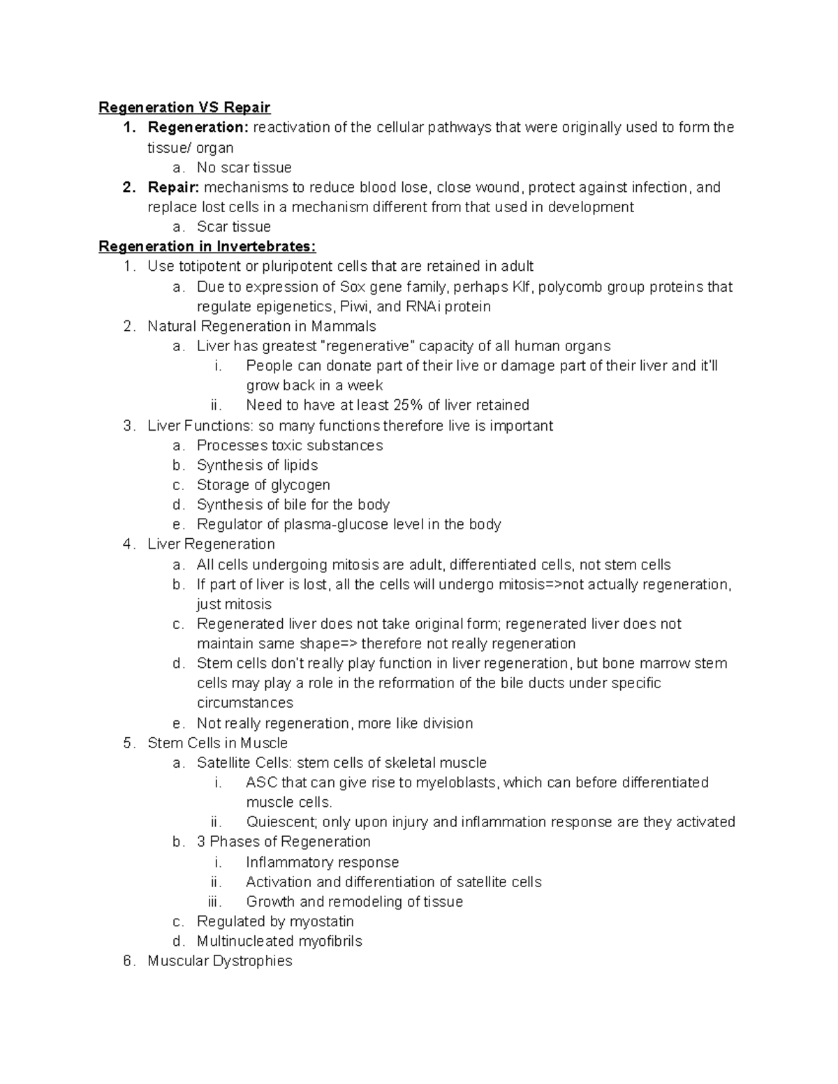 Regenerativemedicine - Lecture notes, lectures 15 - 21 - Regeneration ...