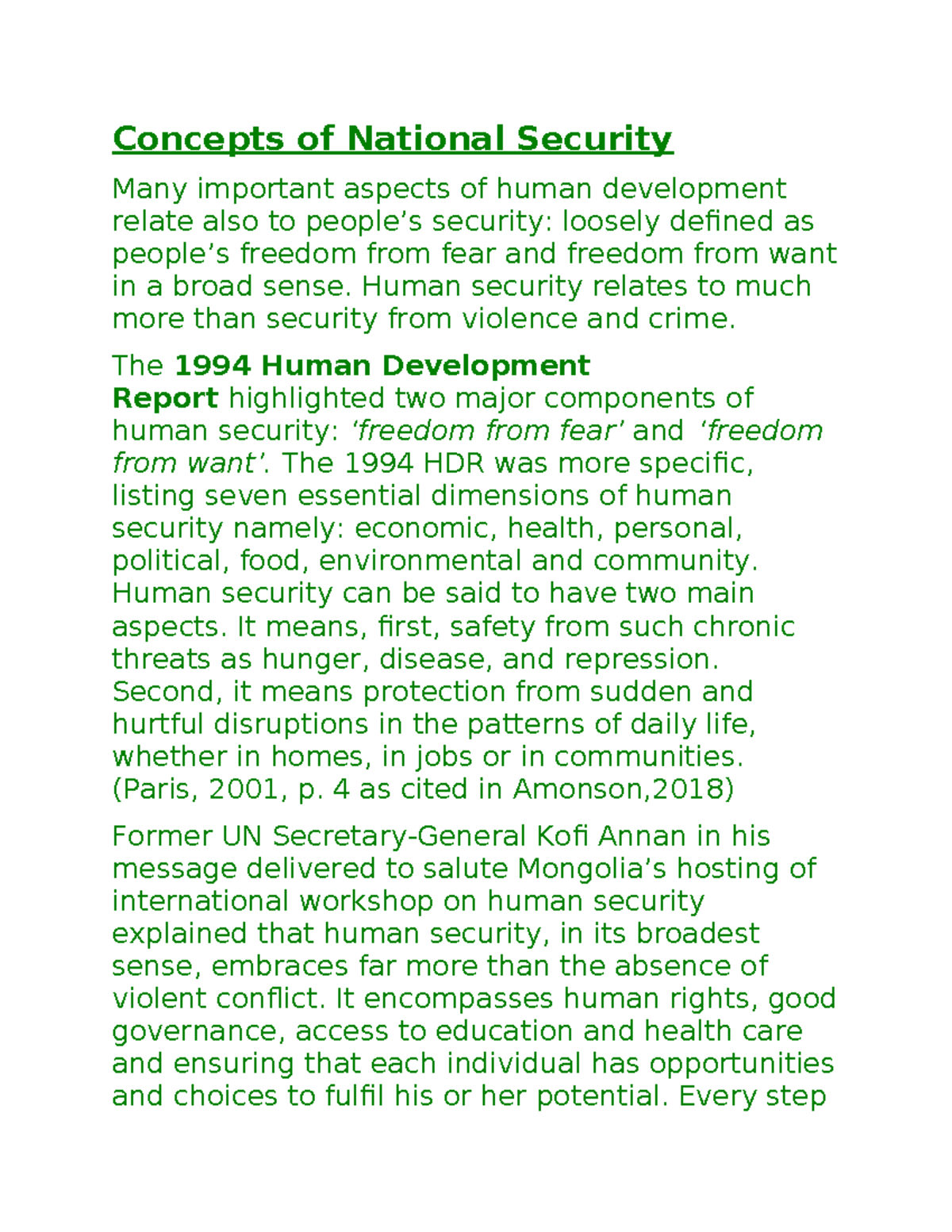 MA 3 reviewer - Concepts of National Security Many important aspects of ...