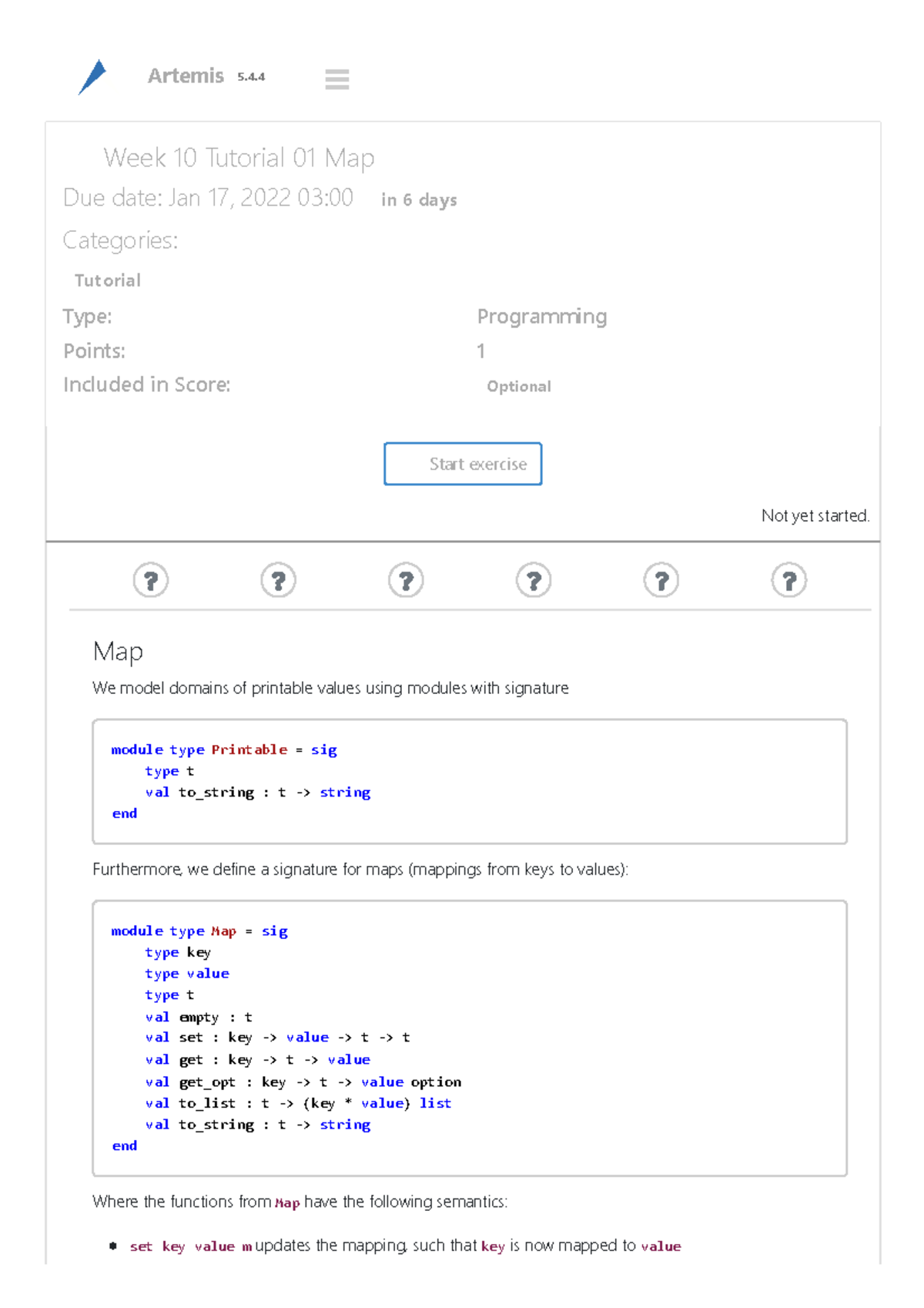 Tutorium-10 - Einführung in die Programmierung - Artemis 5. Week 10 Tutorial 01 Map Due date ...