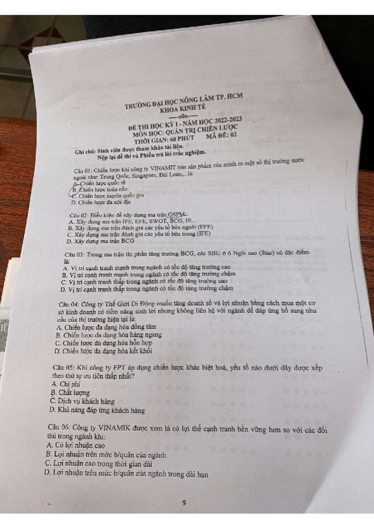 Quản tri chiến lược - Quản trị chiến lược - TRUONG DAI HQC NONG LAM TP ...