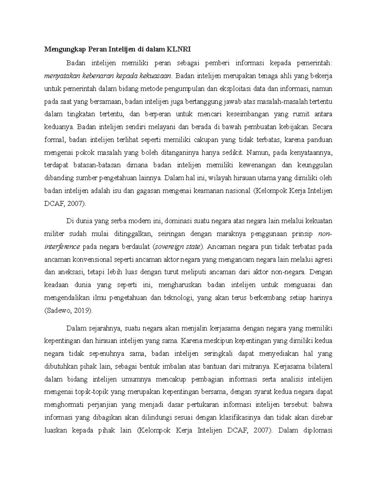 Peranan Intelijen - Badan intelijen merupakan tenaga ahli yang bekerja ...