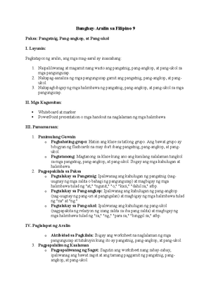 F9 tula elehiya - lesson plan - Banghay Aralin sa Filipino 9 Paksa: Tula ng Pilipinas - - Studocu