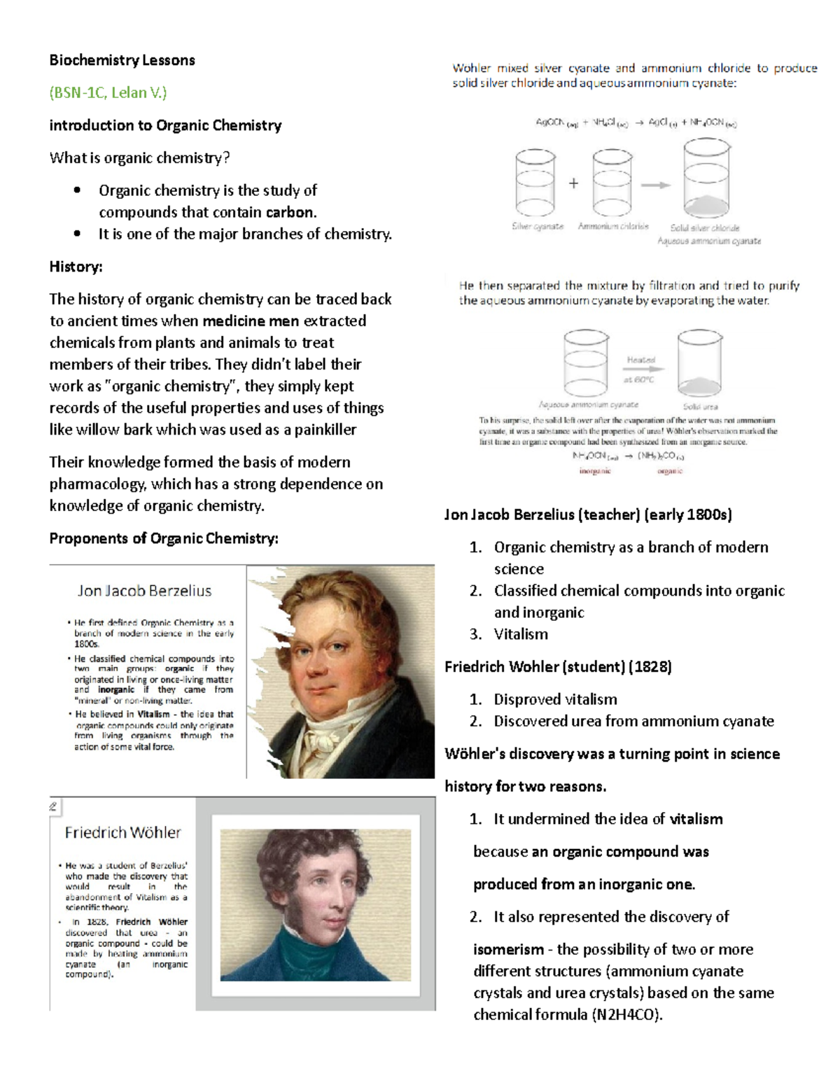 Biochemistry Lessons - compiled notes - Biochemistry Lessons (BSN-1C ...