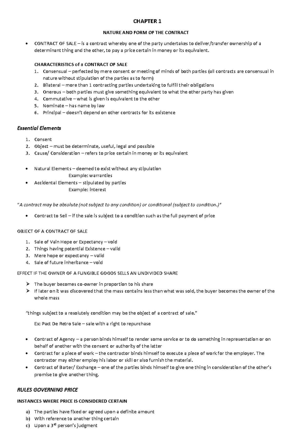 Pdfcoffee - INFORMATIVE NOTES - CHAPTER 1 NATURE AND FORM OF THE ...