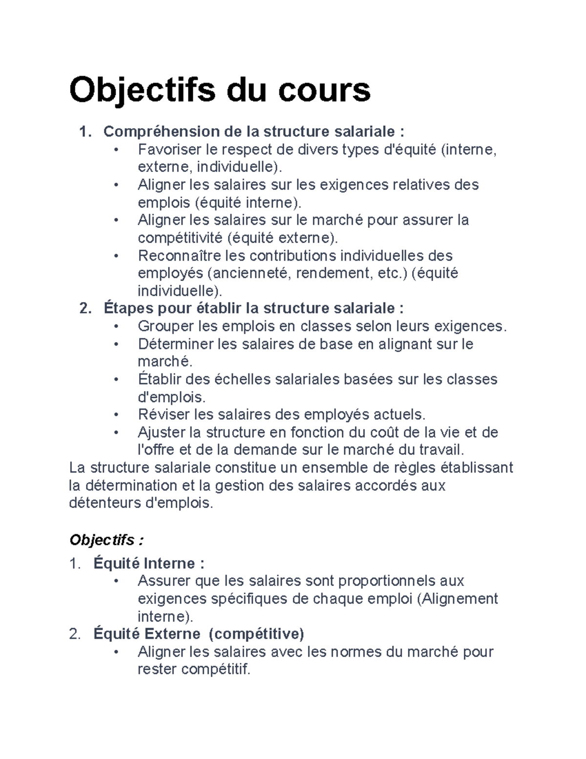 Note de cours 10 novembre - Objectifs du cours Compréhension de la ...