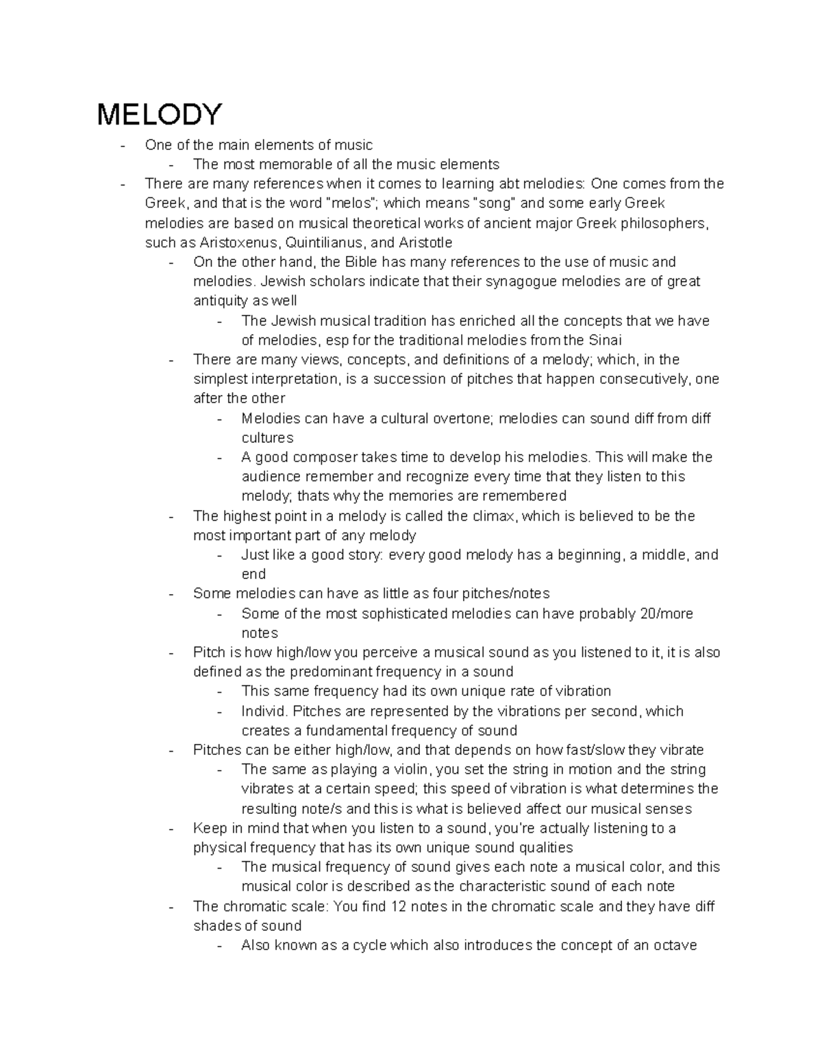 Melody MUL1010 - MELODY One of the main elements of music The most ...