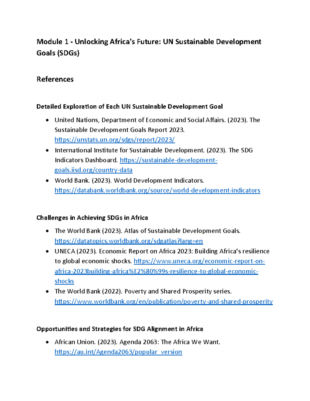 Module 1 Unlocking Africas Future References - Module 1 - Unlocking ...