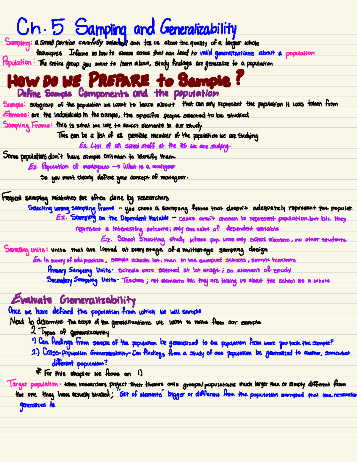 Sampling and Generalizability - ####### Ch . 5 Sampling and General ...