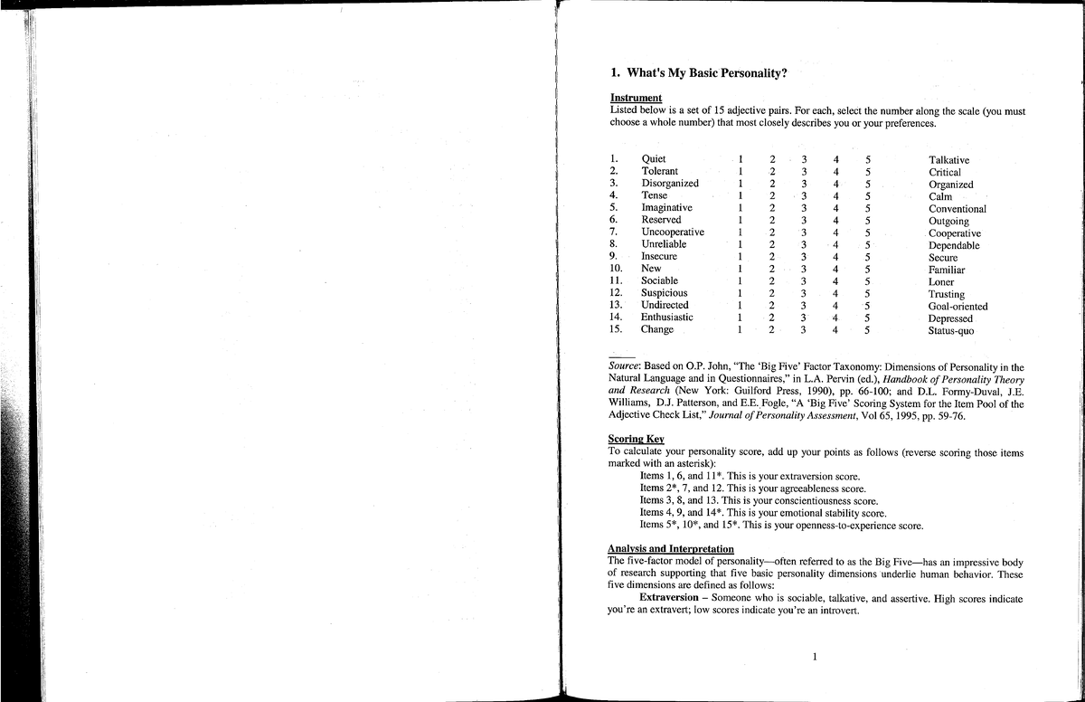 Personality Tests - Lecture notes file - 1. My Basic Personality ...