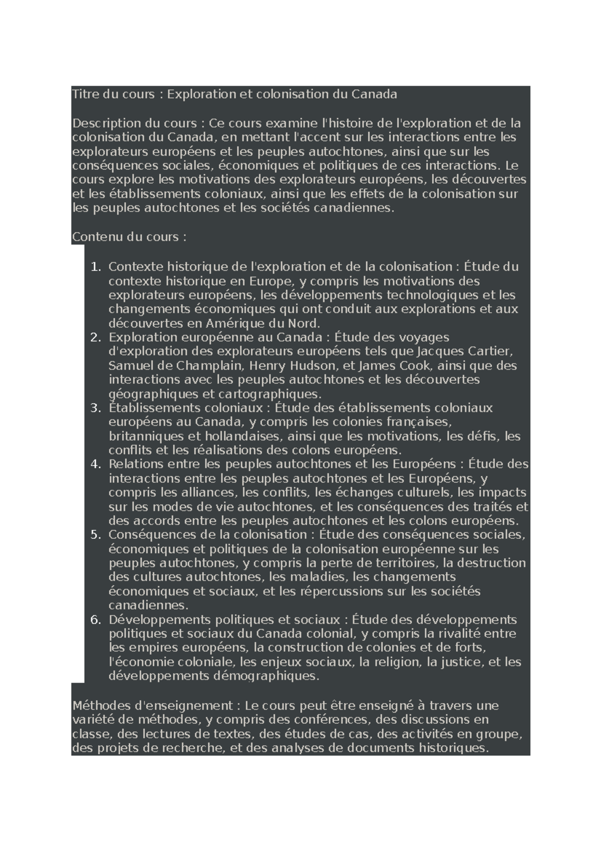 Titre du cour1 - EEE - Titre du cours : Exploration et colonisation du ...