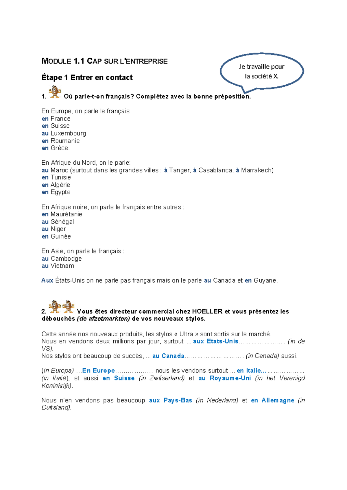 Module 1 corrigés exercices niveau 1 et 2 - MODULE 1 CAP SUR L ...