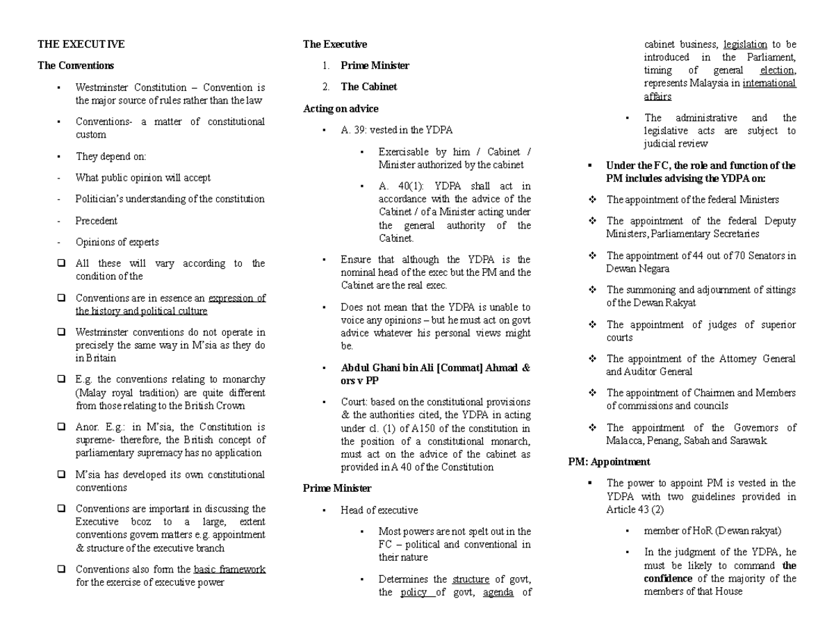 THE Executive - SEMESTER 1 YEAR 2 - THE EXECUTIVE The Conventions ...
