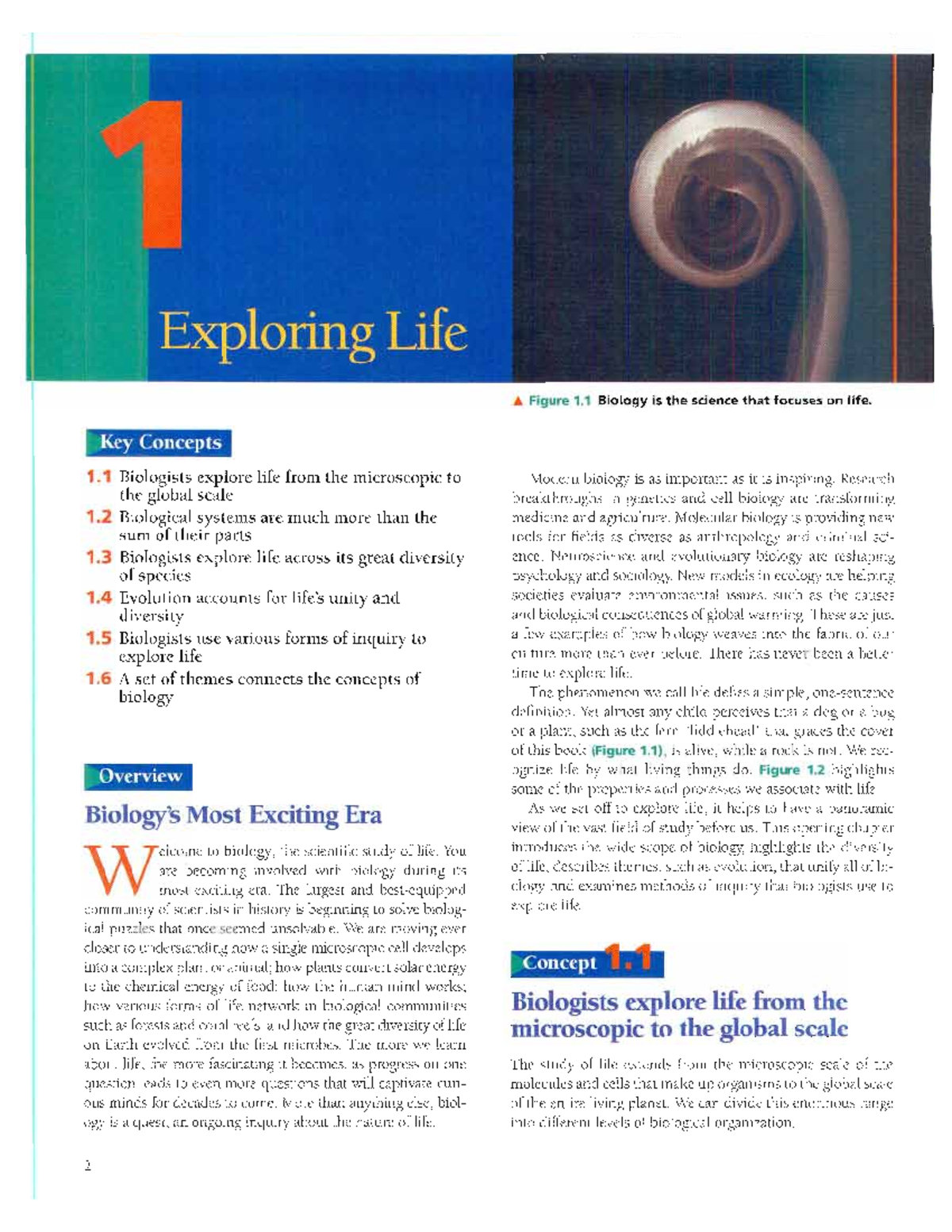 Campbell Biology 7th Edition Chapters 1-5 - Exploring Life Figure 1 ...