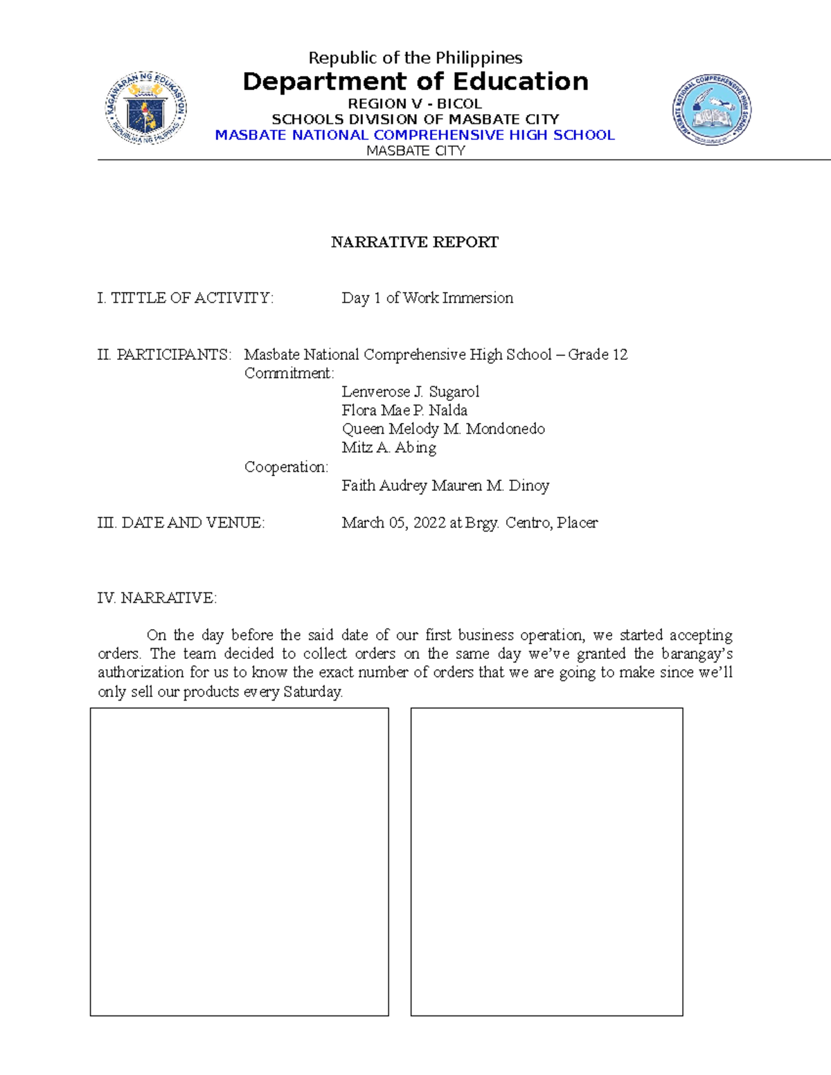 Narrative Repor 1t - Use this for future purposes - Republic of the ...