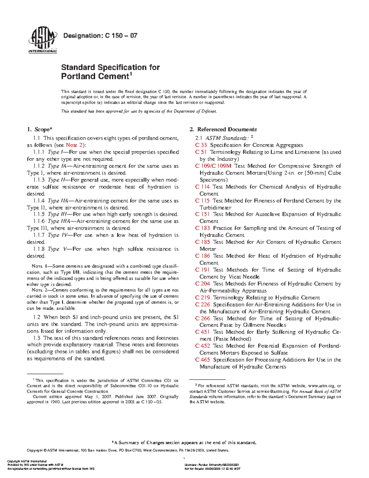 ASTM 150 07 Standard Specificat - Designation: C 150 – 07 Standard ...