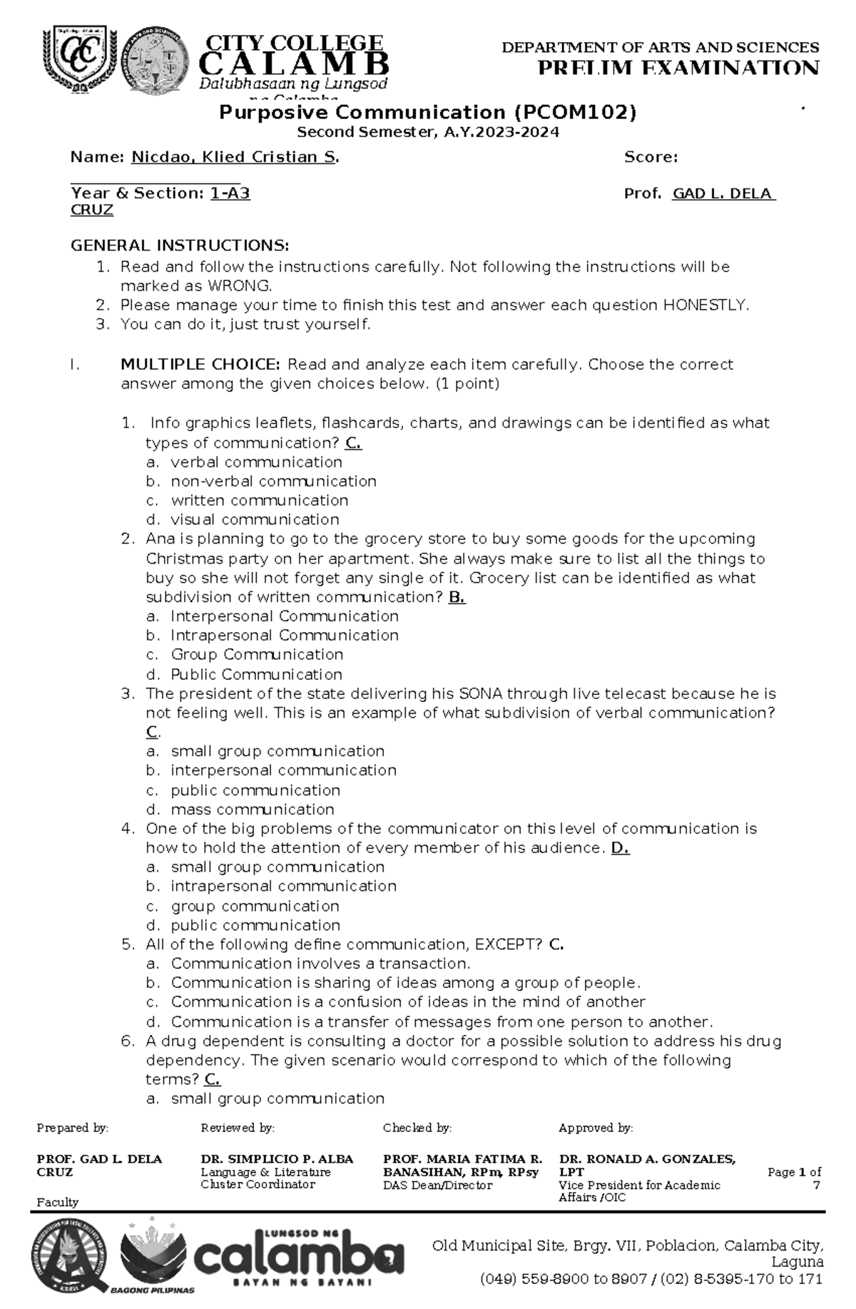 PCOM- Prelim- Examfin - as a s asasa asa sas a - Old Municipal Site ...