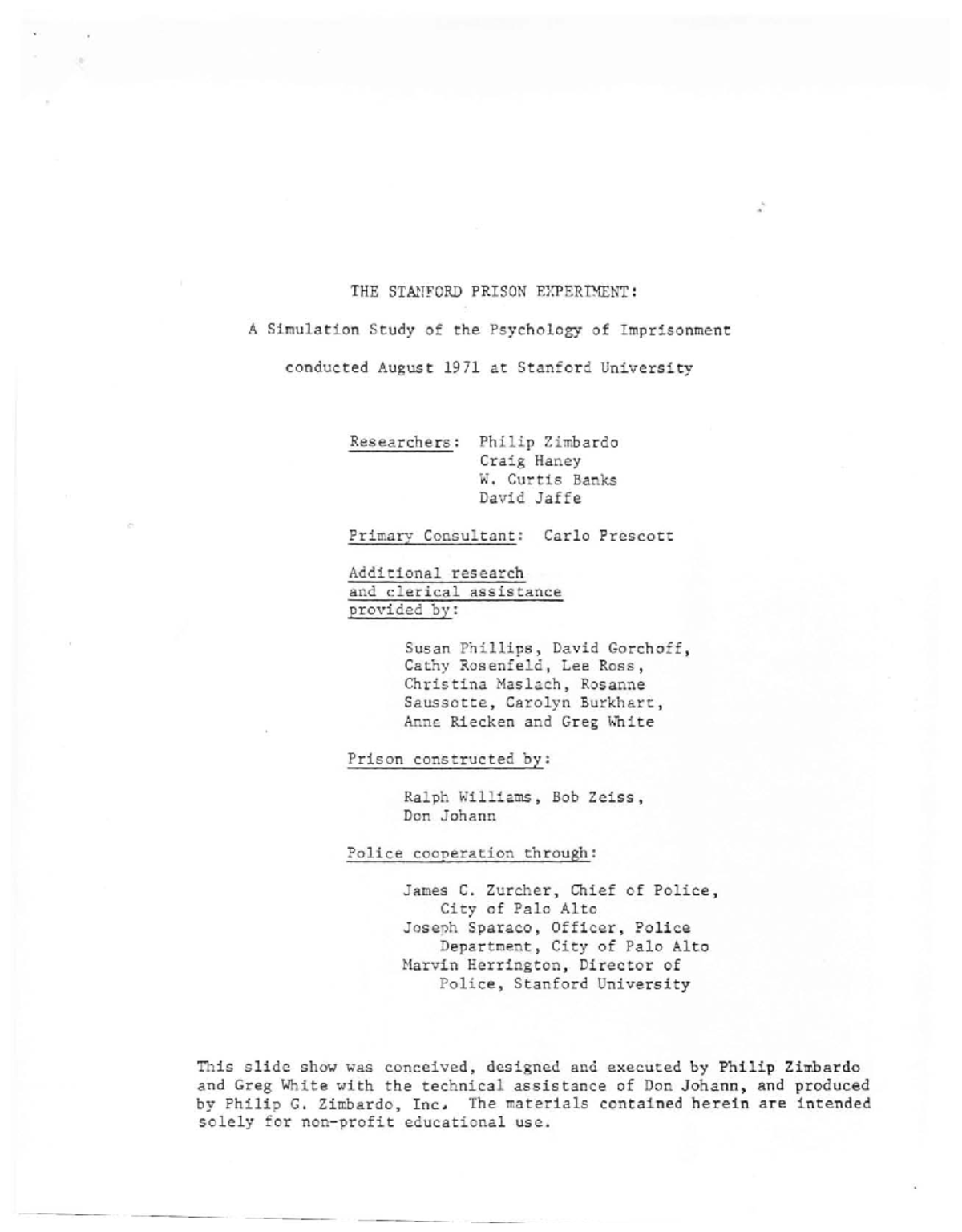 Stanford prison experiement for assignment 5 - THE STANFORD PRISON ...