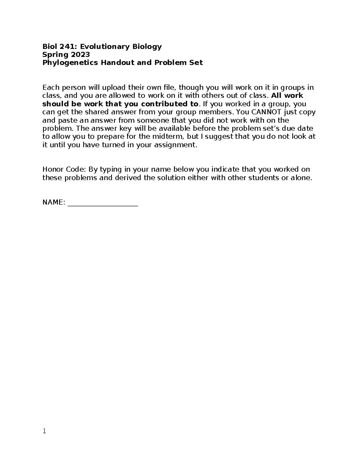 Evolutionary Trees Conceptsand Problems 2024 - Biol 241: Evolutionary ...