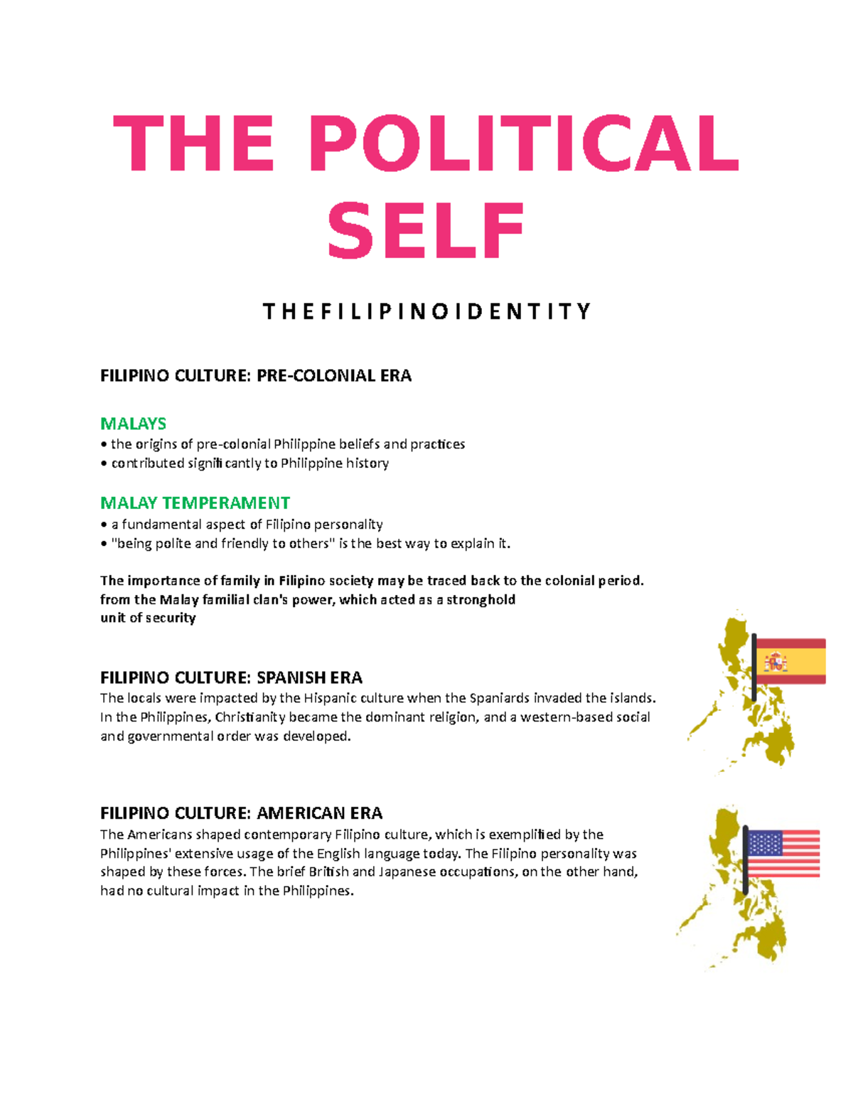 THE Political SELF - Lecture notes 4 - THE POLITICAL SELF T H E F I L I ...