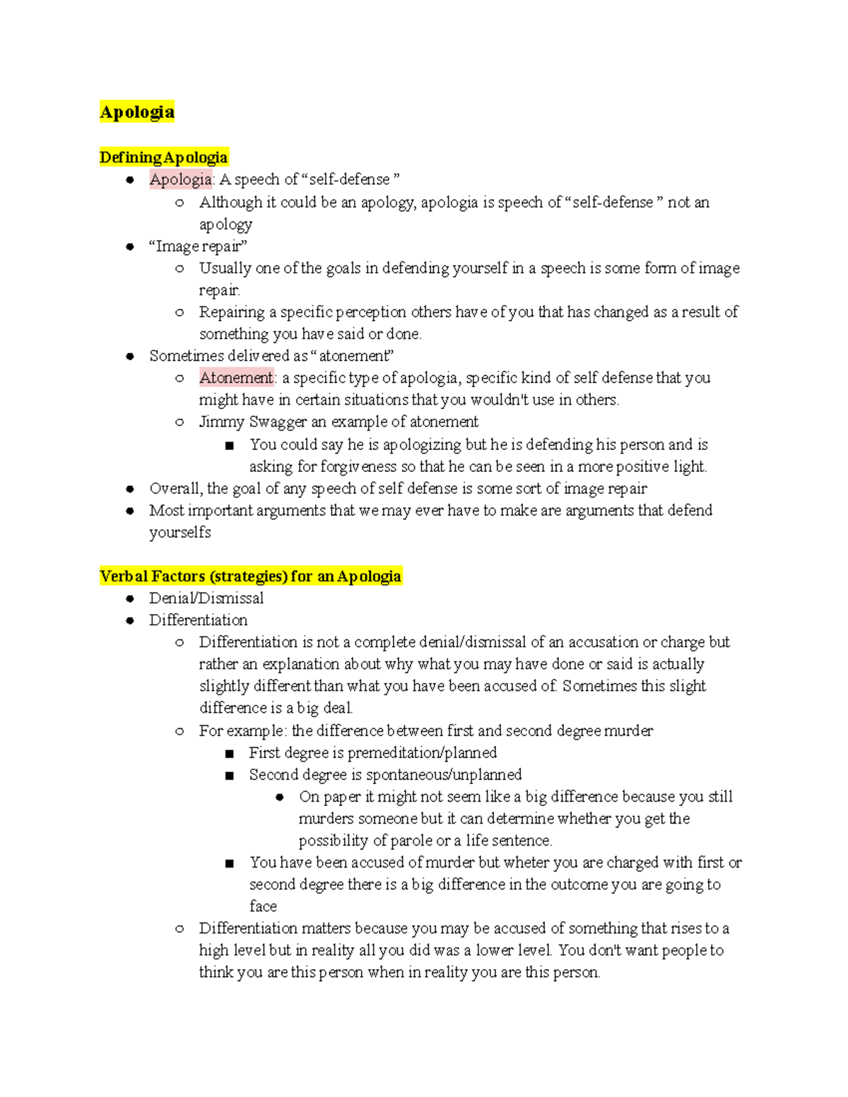 Apologia - Comm 131 Essentials of Argumentation for professor Michael ...